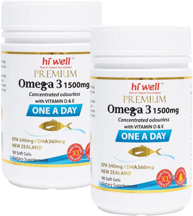 (Pack of 2) Hi Well Premium Omega 3 1500Mg One a Day 90 Softgels ...