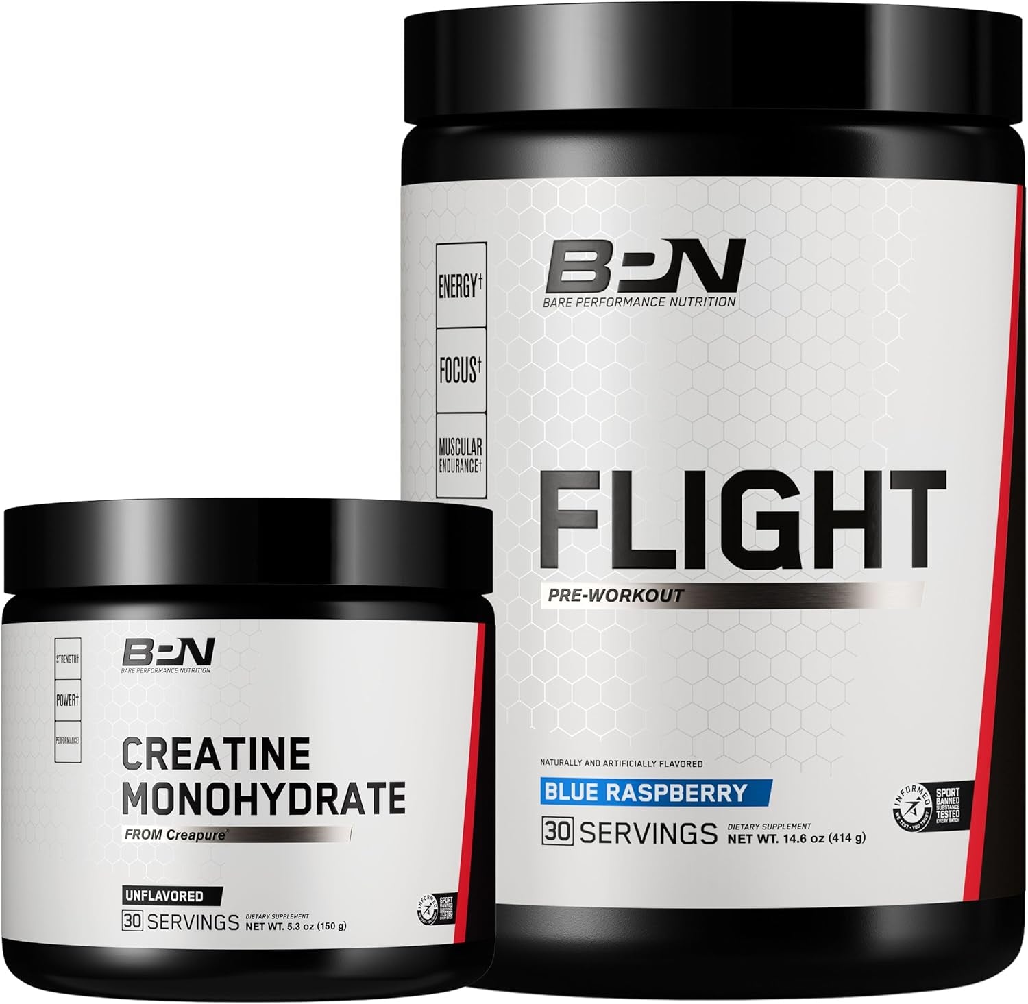 BARE PERFORMANCE NUTRITION BPN Creatine Monohydrate & Flight Pre Worko ...