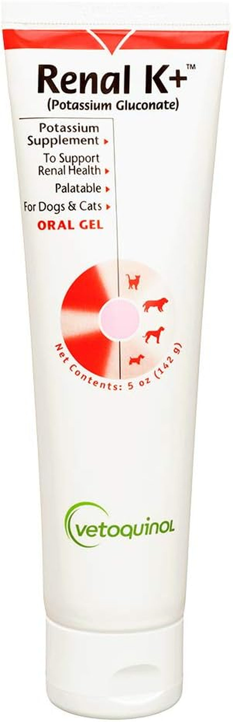 Vetoquinol Renal K+ (Potassium Gluconate) Potassium Supplement Gel for ...