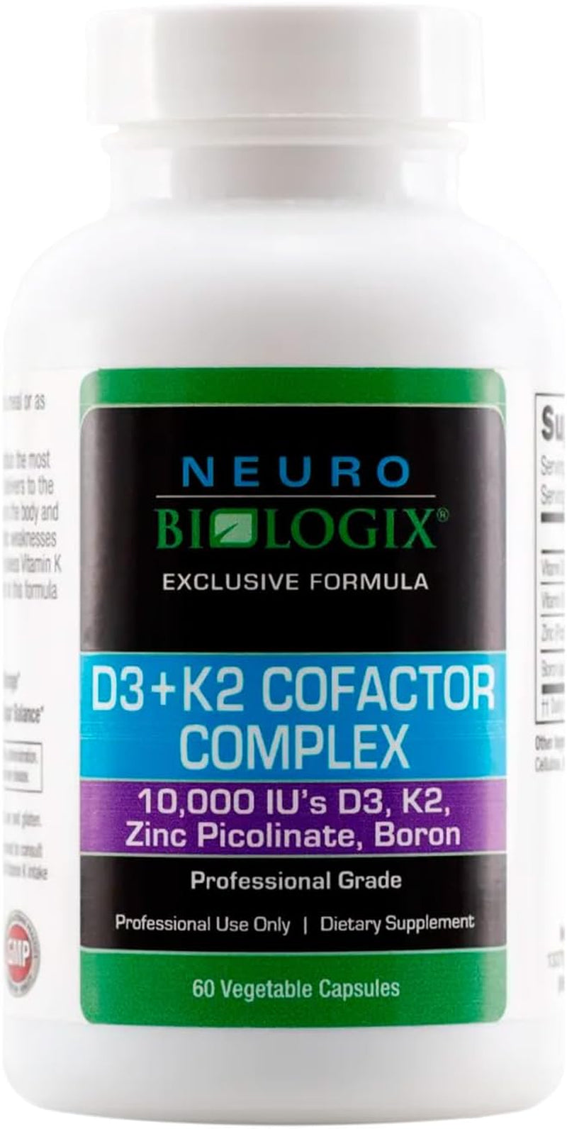 Neuro Biologix D3+K2 Cofactor Complex - Vitamin D and K Supplement 100 ...