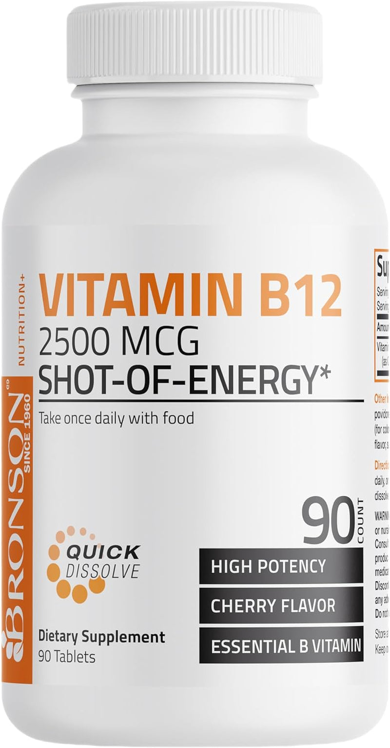 Vitamin B12 2500Mcg Shot of Energy Fast Dissolve Chewable Tablets - Qu ...