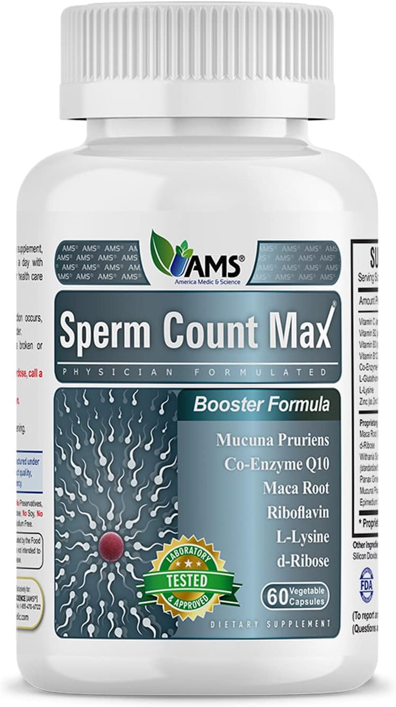 Sperm Count Max (60 Capsules) | Male Fertility Supplement | Enhances S ...