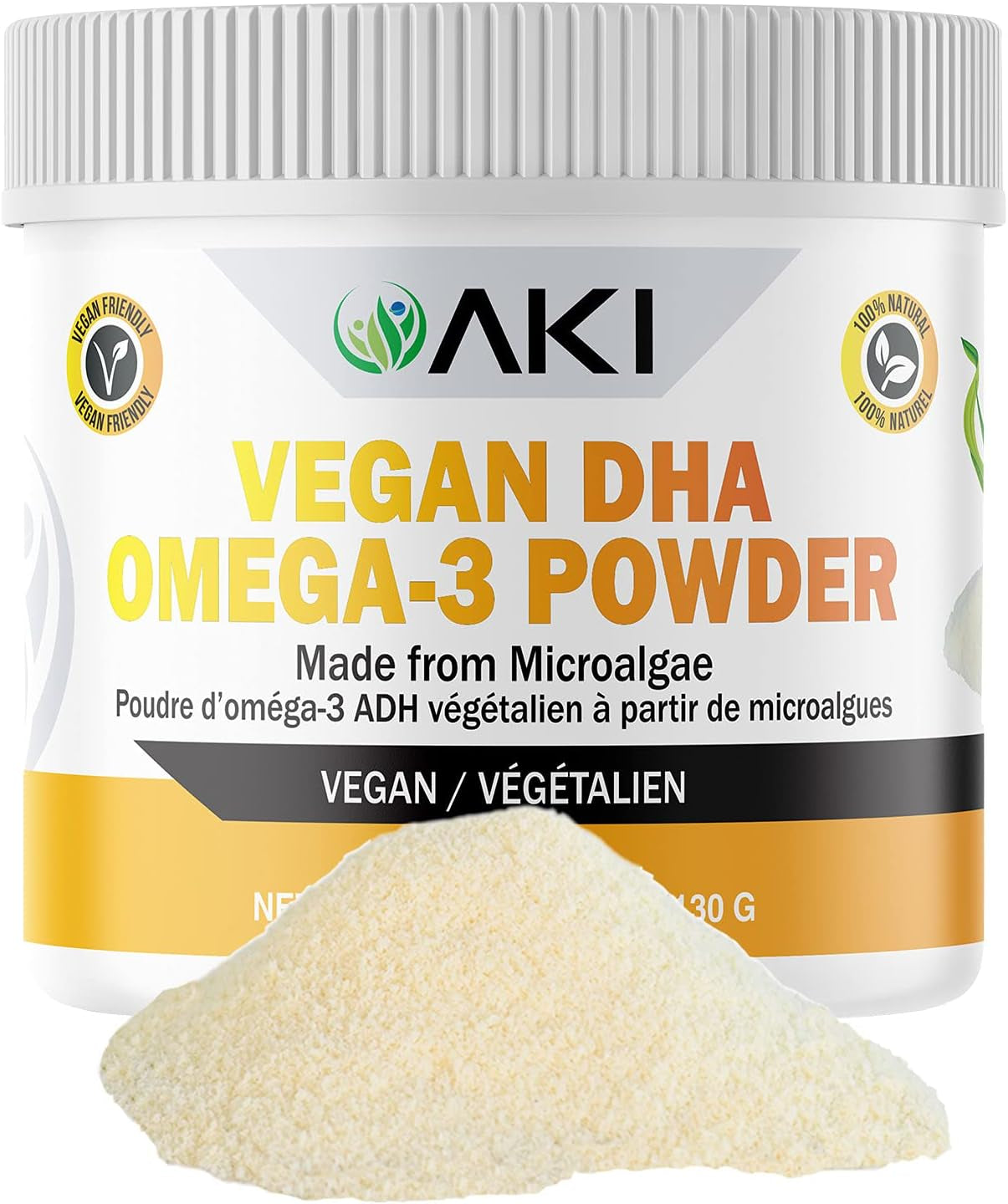 AKI Omega 3 DHA Micro Algae Powder Supplements - Plant Based Keto Vita ...