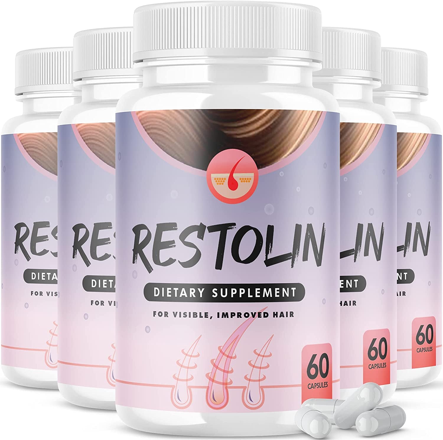 (5 Pack) Restolin Advanced Hair Regrowth Growth Pills Supplement (300 ...