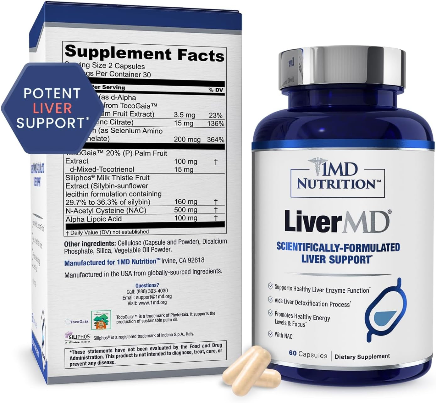 1MD Livermd - Liver Support Supplement | Siliphos Milk Thistle Extract ...