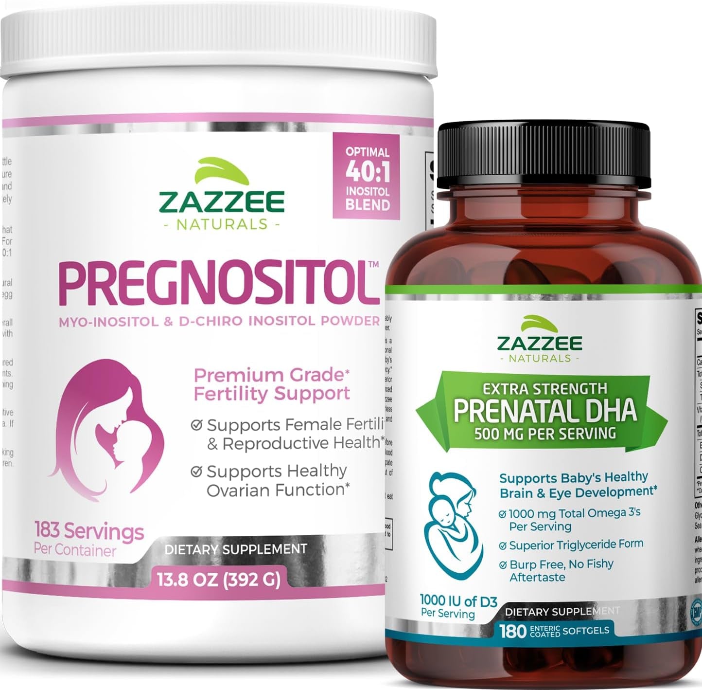 Zazzee PREGNOSITOL Powder and Extra Strength Prenatal DHA – My Store