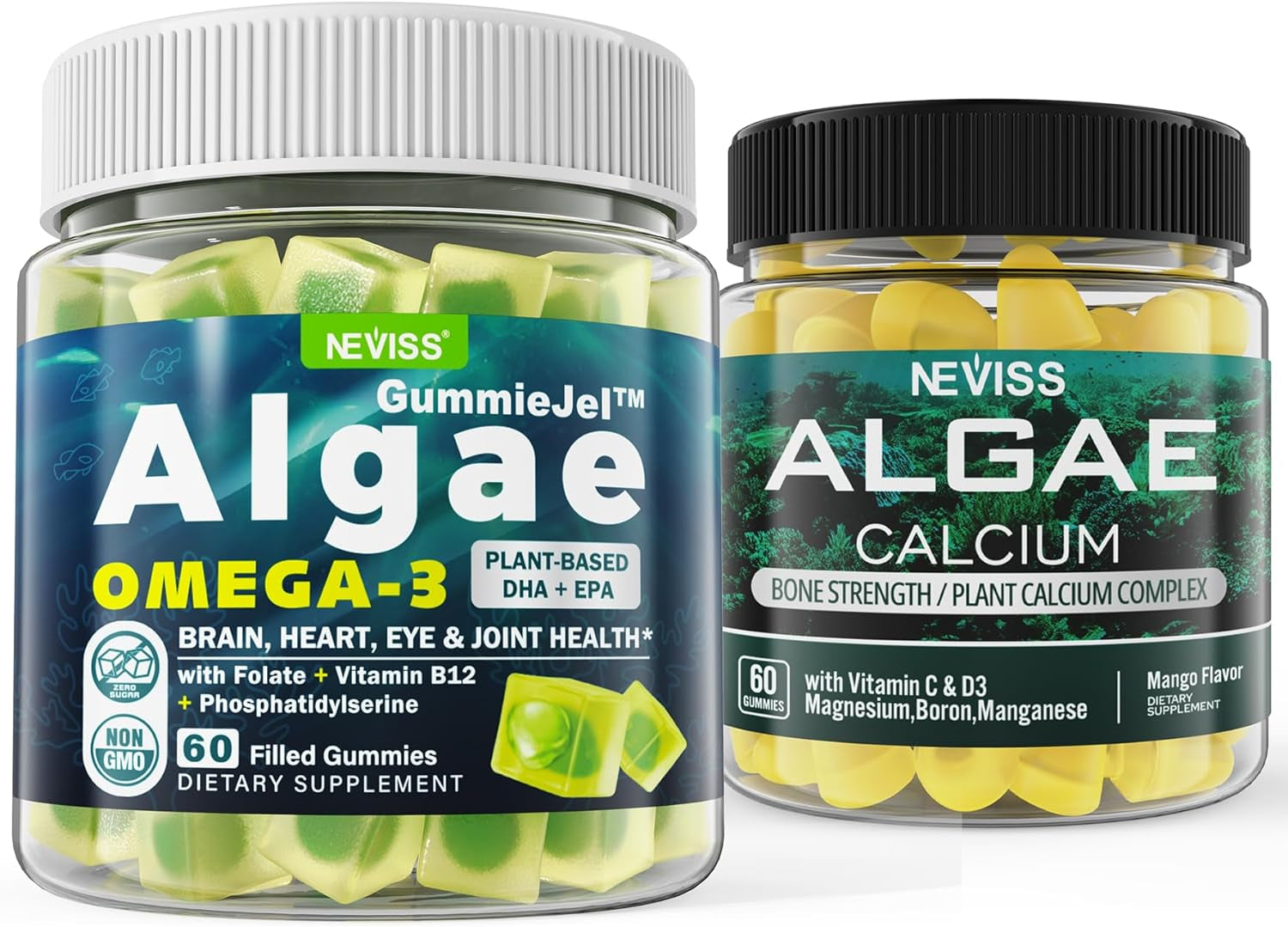 Algae Omega 3 Gummies + Marine Algae Calcium Gummies Bundle – SuppsWorld