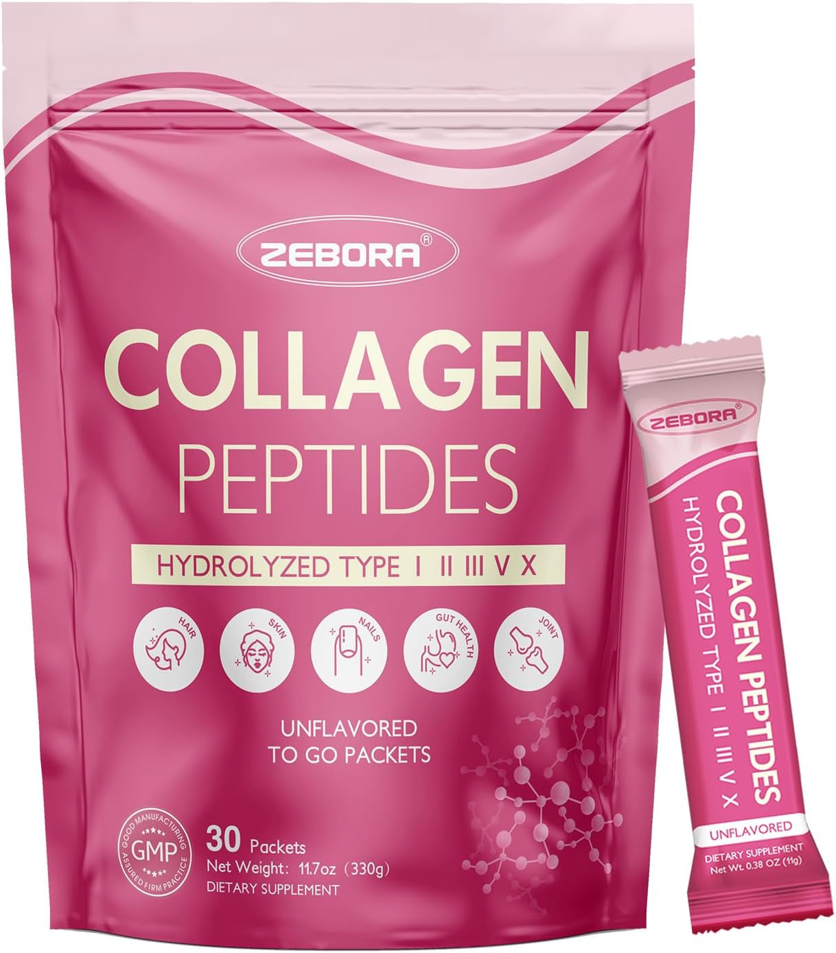 Collagen Peptides Powder Packets with Hyaluronic Acid, Biotin, MCT - M ...
