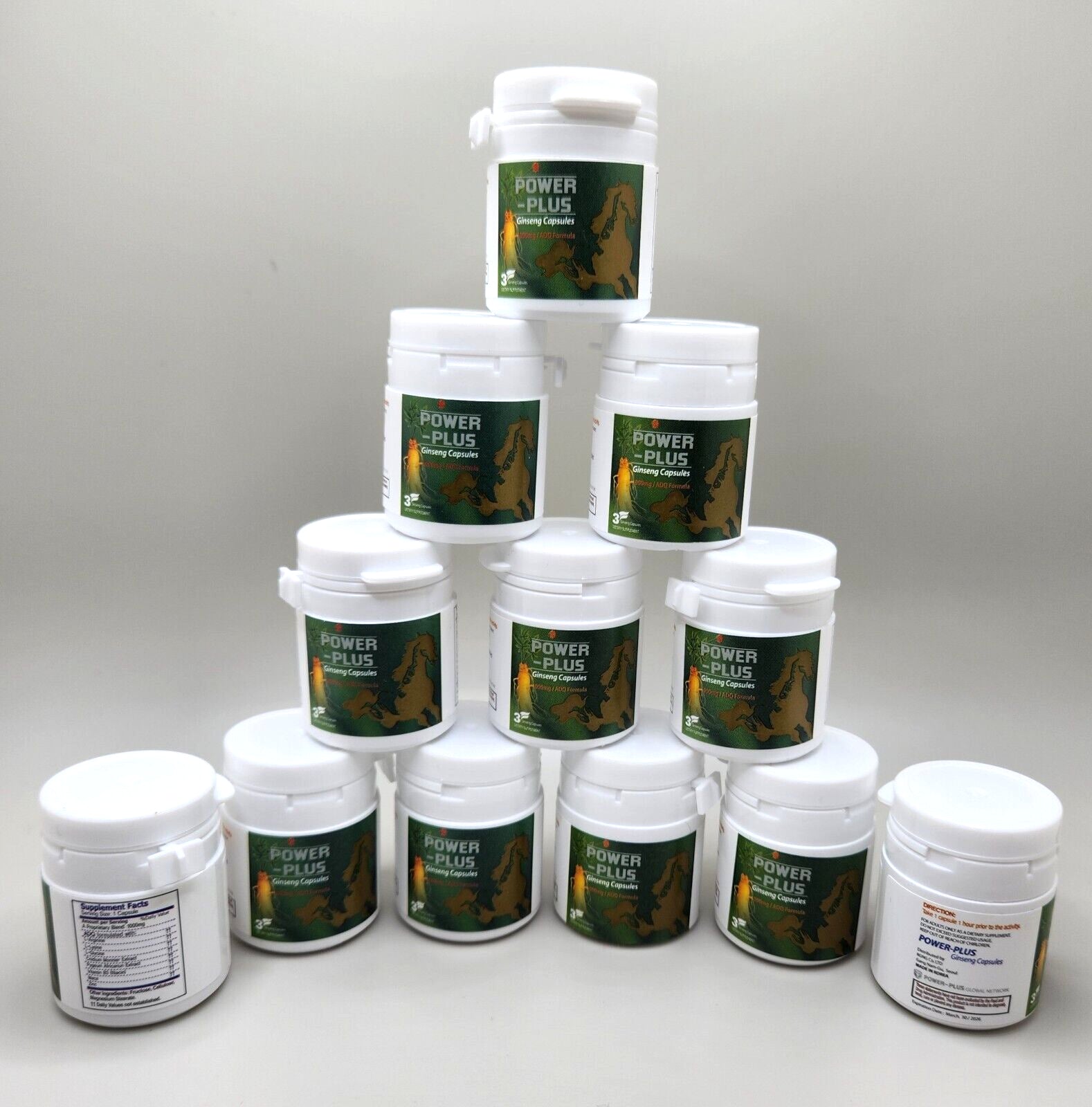 Power-Plus GINSENG Capsules Supplement (12 Bottles/Box) Testosterone B ...