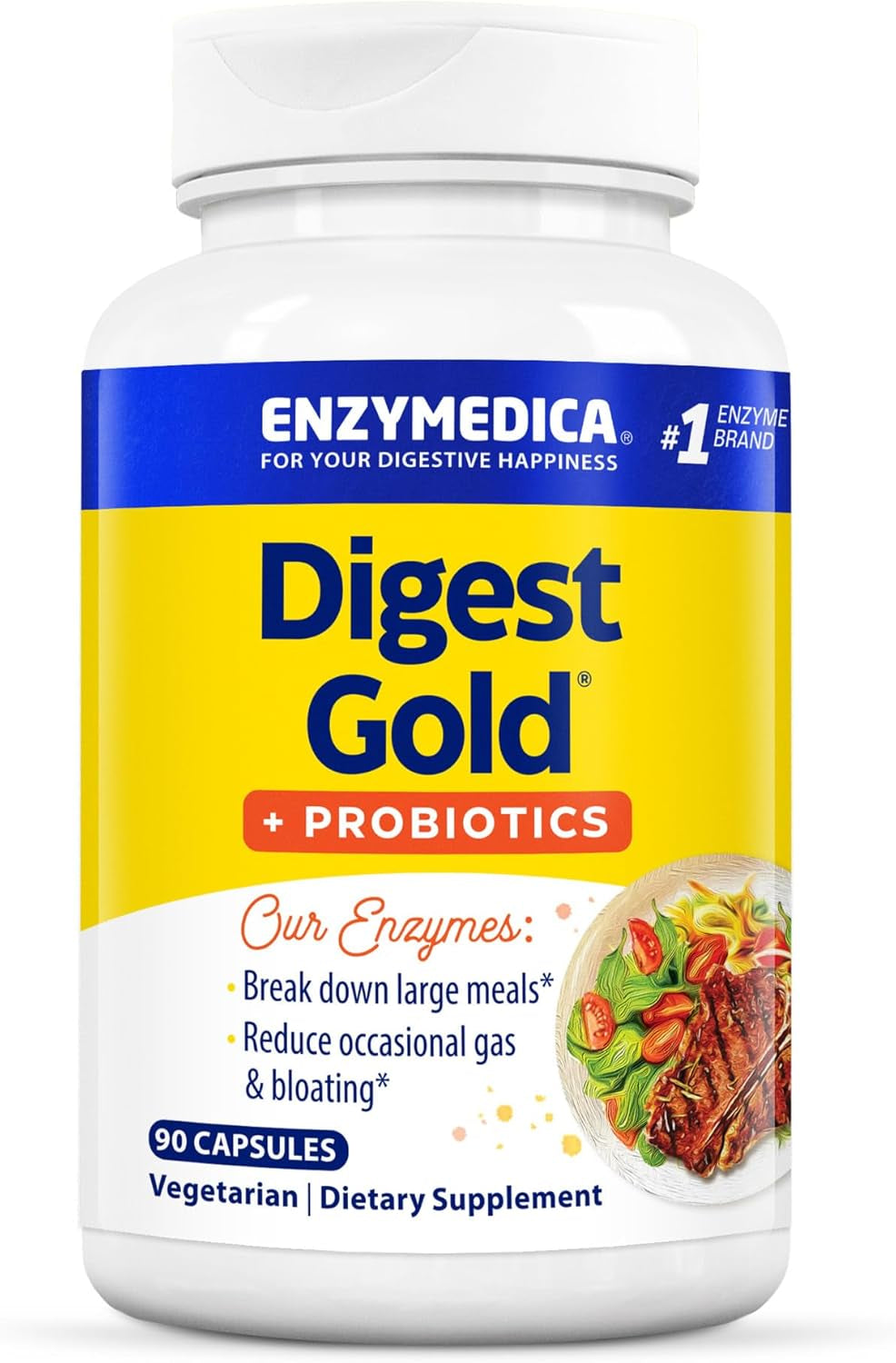 Enzymedica Digest Gold + Probiotics, 2-In-1 Formula for Gut Health, Di ...