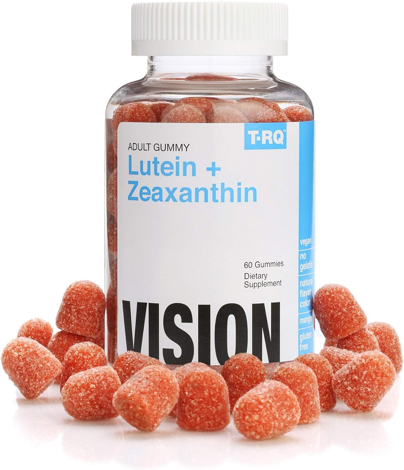 TRQ Lutein + Zeaxanthin Gummy (Dietary Supplement), Natural Mango, Red ...