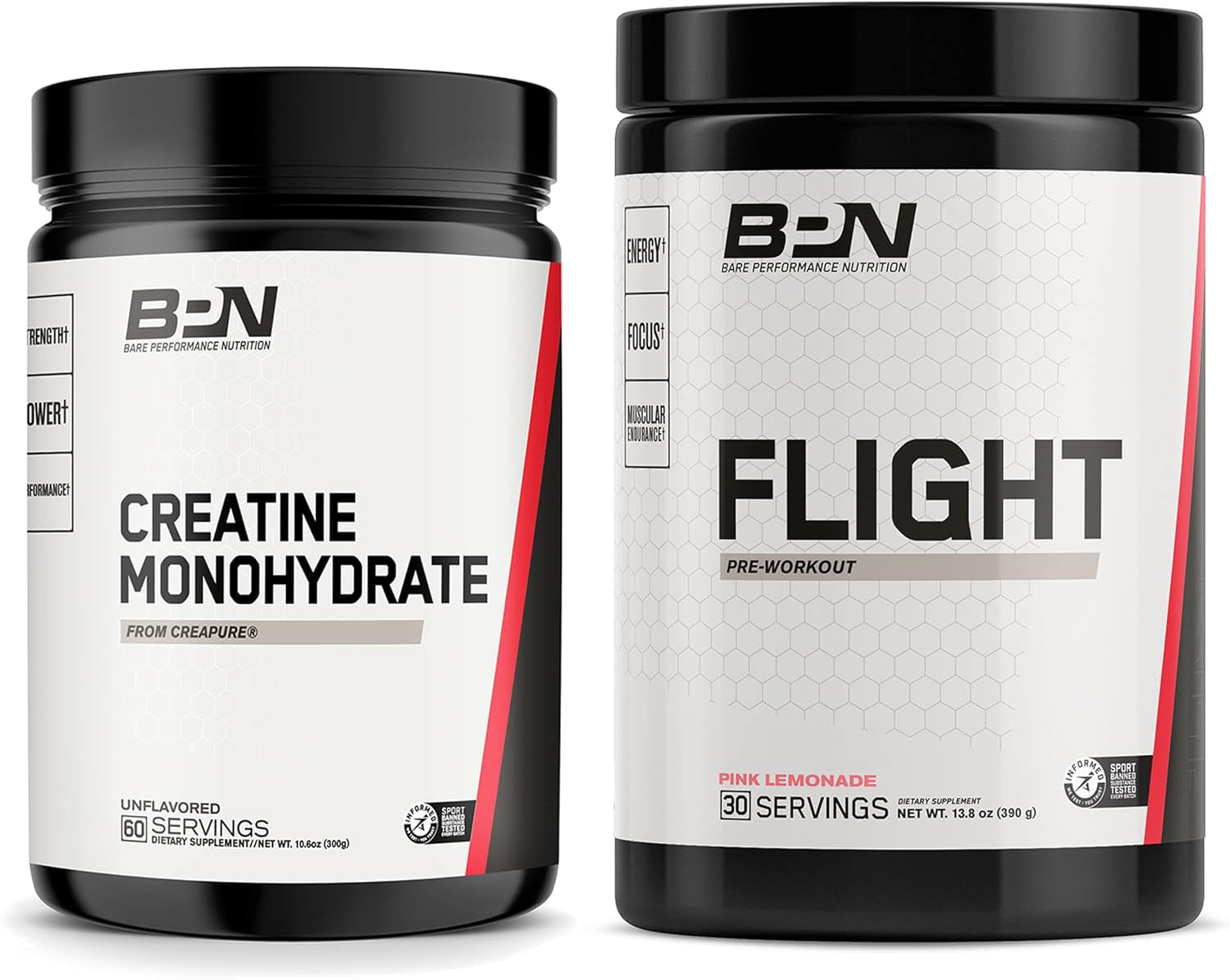 BARE PERFORMANCE NUTRITION BPN Creatine Monohydrate (Unflavored) & Fli ...