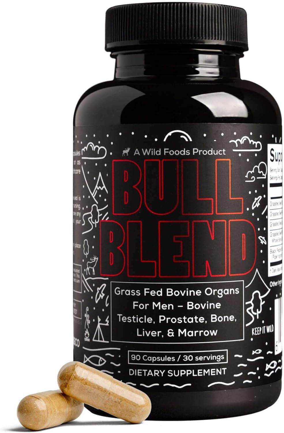 Wild Foods Men'S Testosterone Booster, Beef Organs Complex, Grass-Fed ...