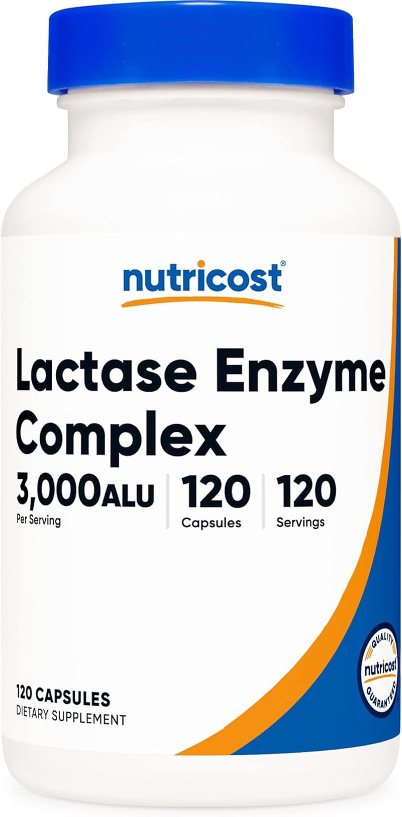 Nutricost Lactase Enzyme Complex 3,000 FCC ALU, 120 Vegetarian Capsule ...