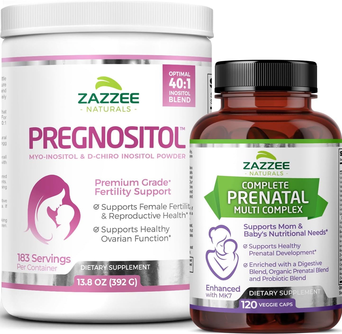 Zazzee PREGNOSITOL Powder and Extra Strength Prenatal Multi Complex ...
